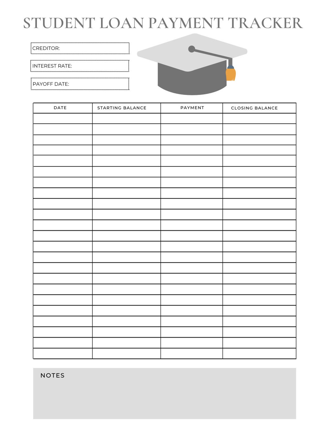Student Loan Payment Trackercredit Card Payoffdebt - Etsy