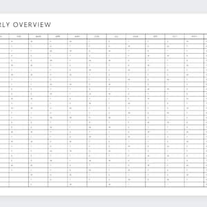 Yearly Overview,yearly Planner,year at a Glance,yearly Calendar,yearly ...