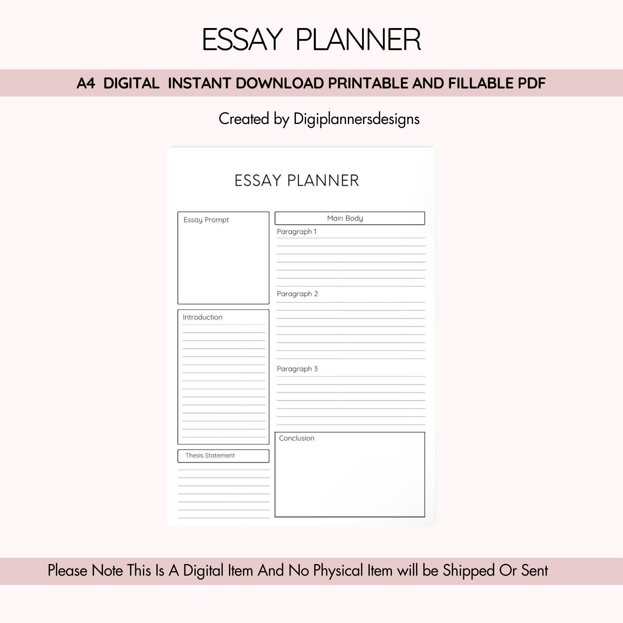 Essay Planner, Writing Planner,assignment Planner,academic Planner ...