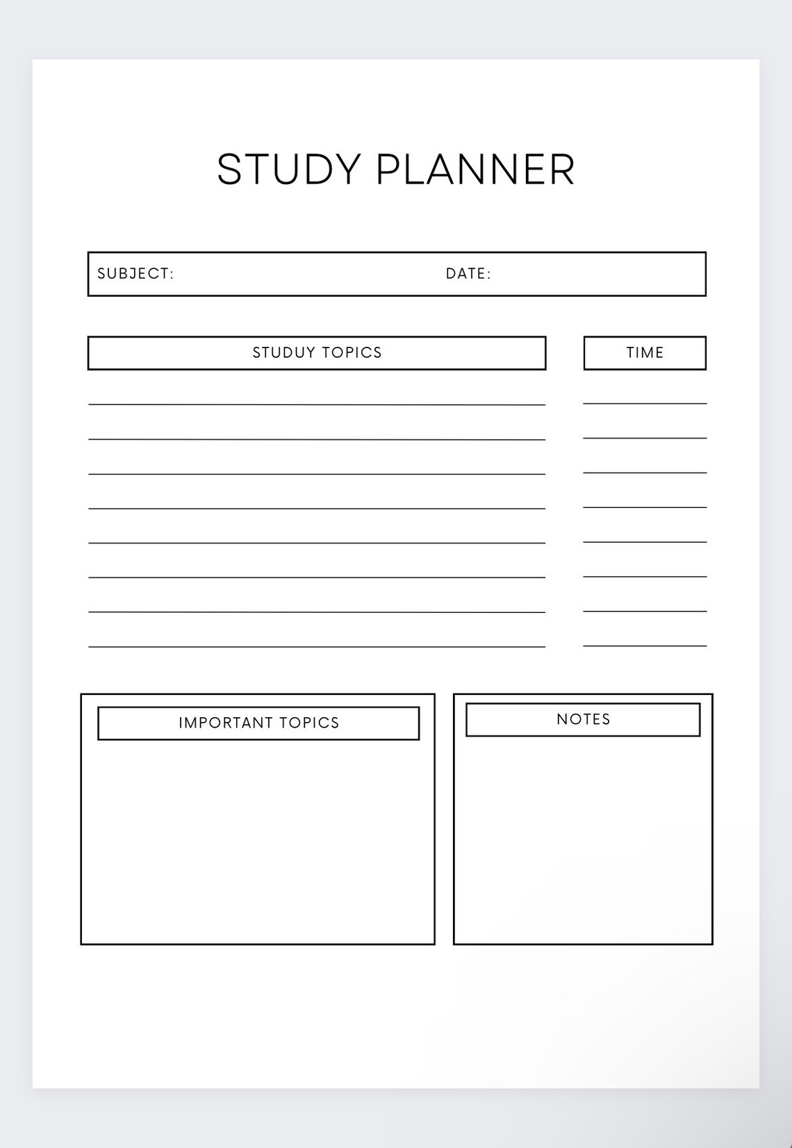 Study Planner,exam Study Planner,student Exam Revision Template ...