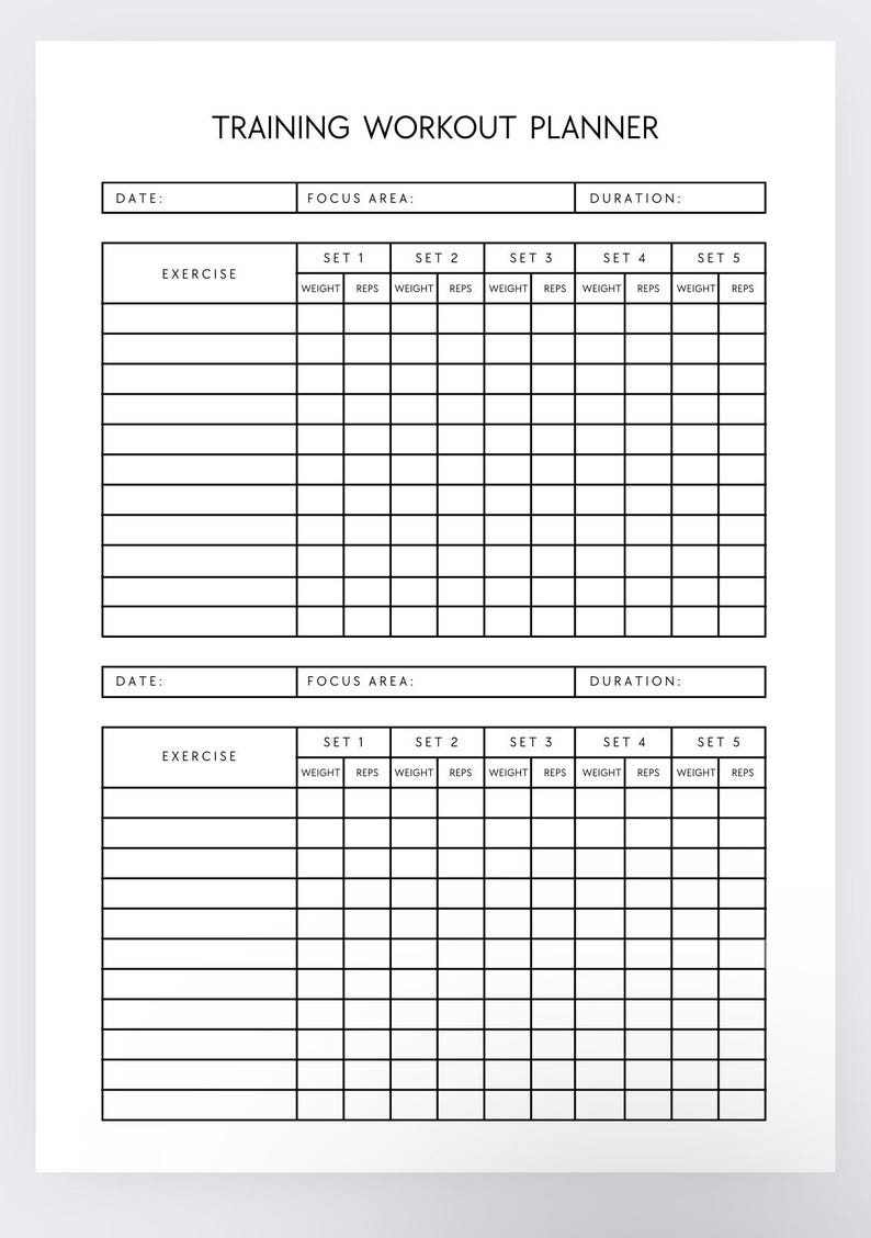 Training Workout Planner,workout Planner,fitness Planner,training ...