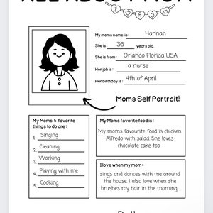 All About My Mom,mom Questionaire,mom Interview,keepsake Gift for Mom ...