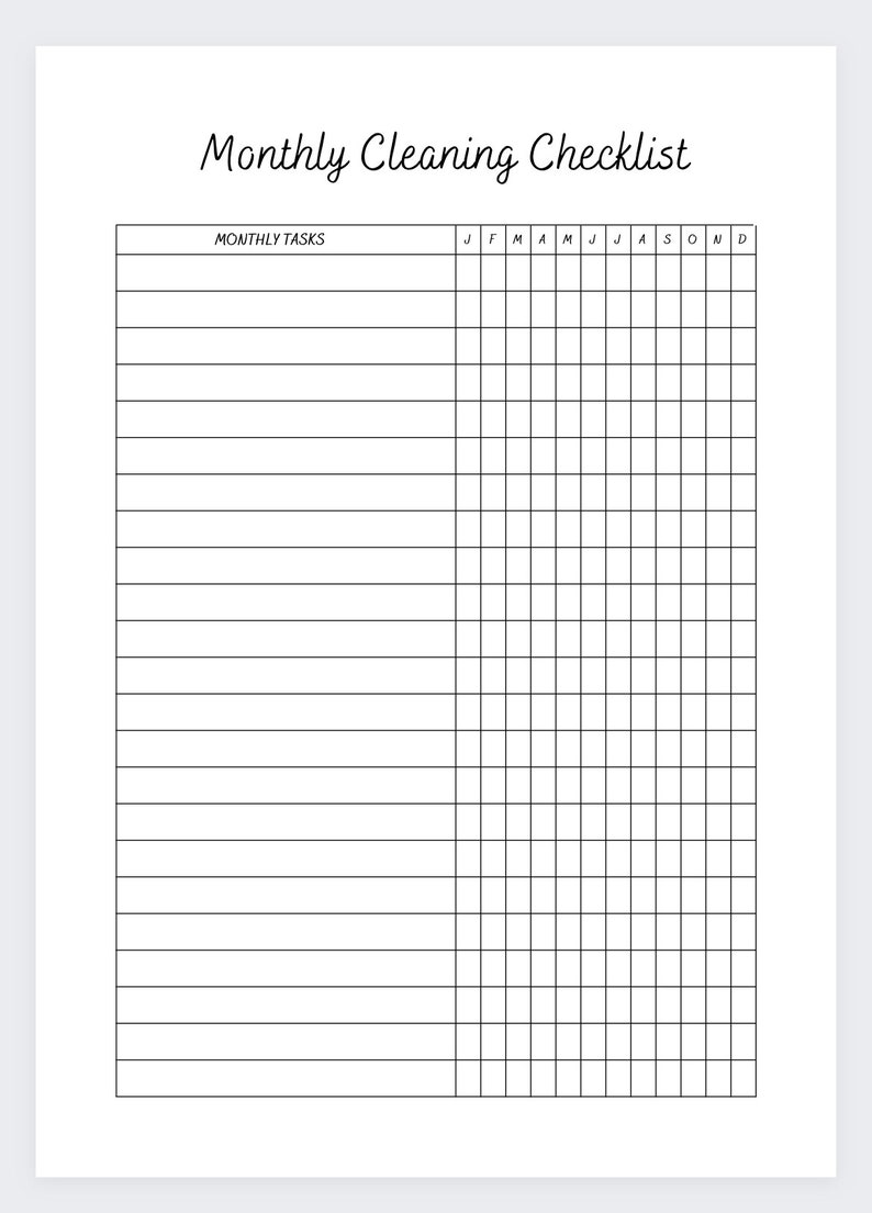 Monthly Cleaning Checklist,cleaning,housekeeping Cleaning List,house ...