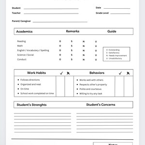 Parent Teacher Conference Form,teacher Planner,teacher Agenda,parent ...