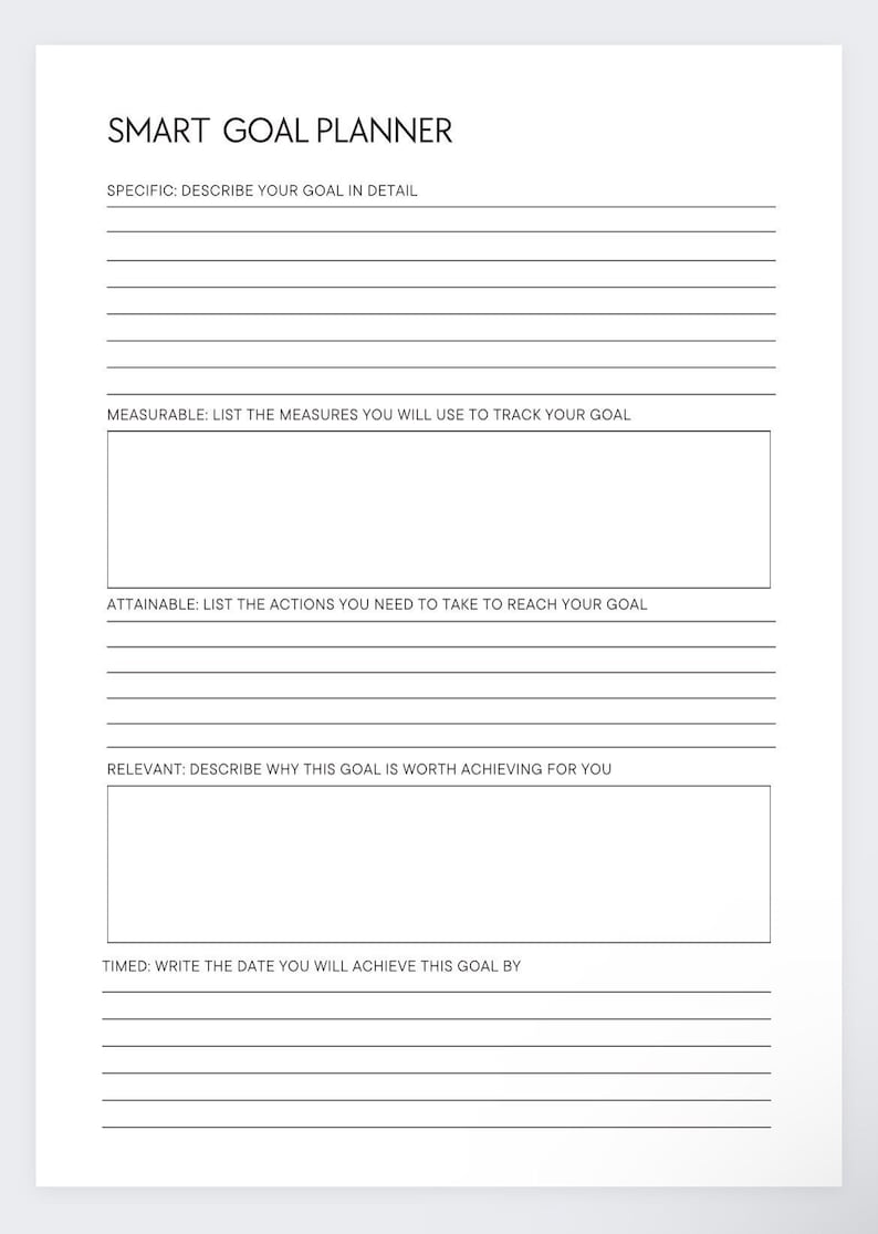 Smart Goal Planner,organizer Pages,goal Tracker,goal Planning Worksheet ...