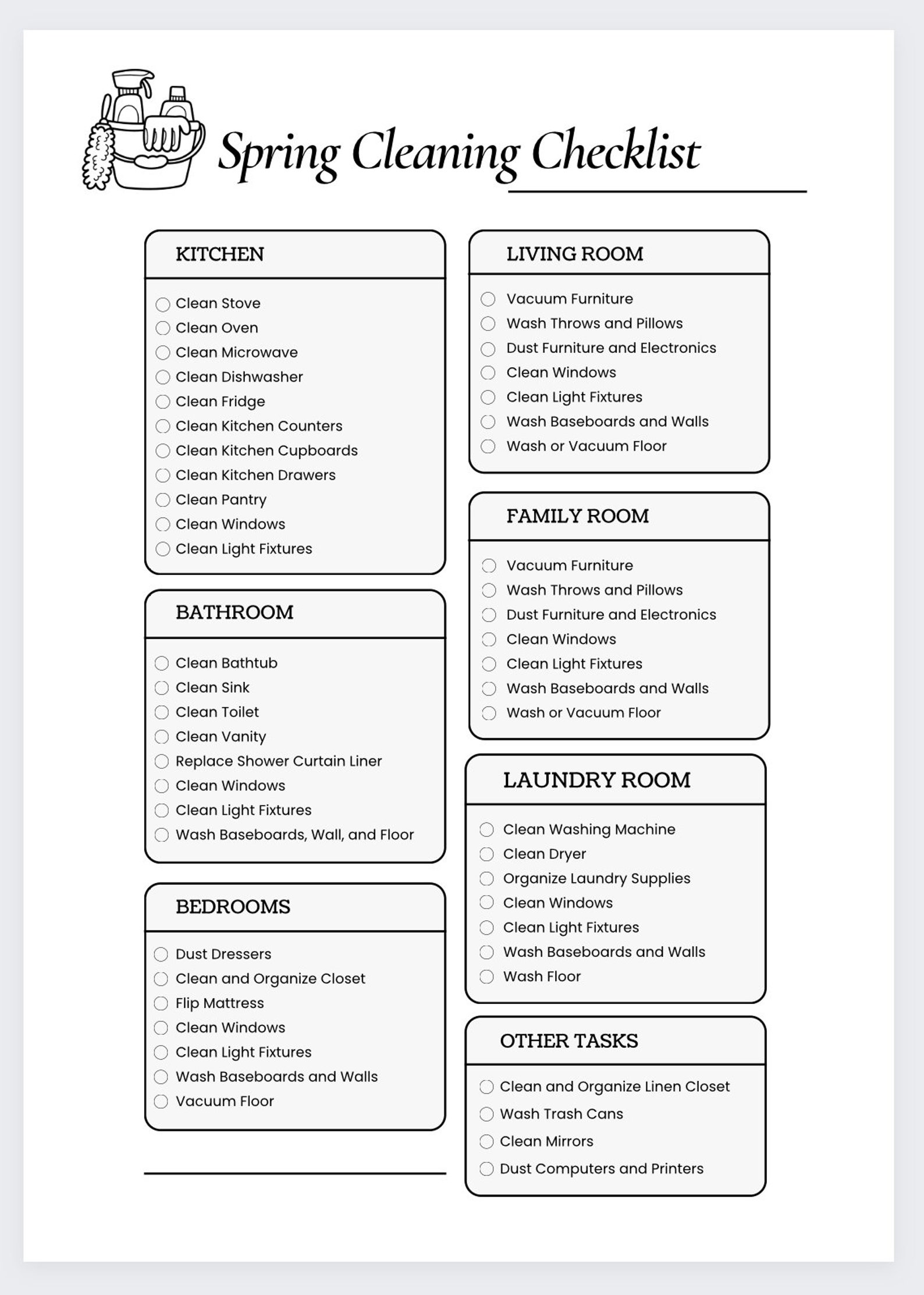 Cleaning Checklist,cleaning List,cleaning Planner,spring Cleaning ...