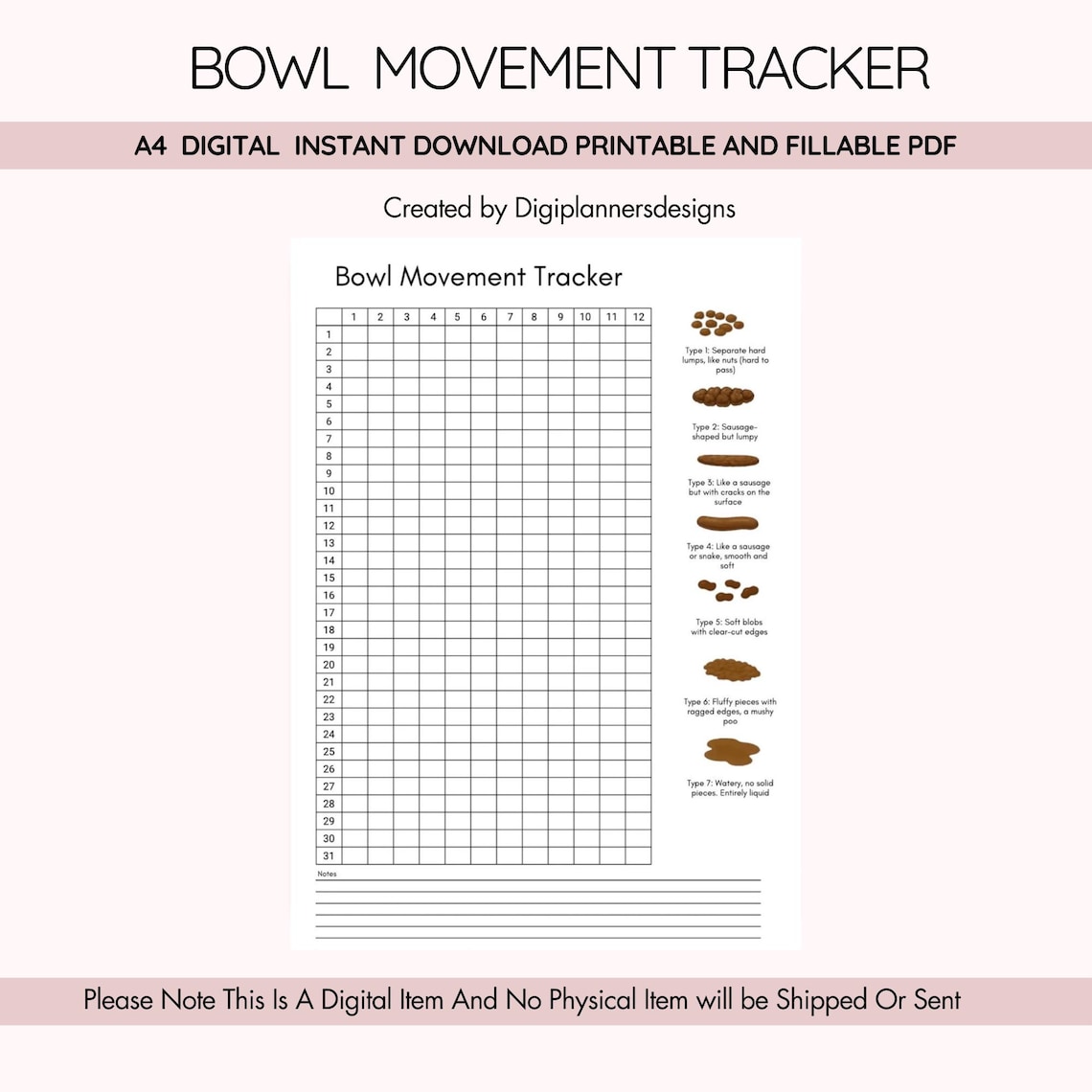Bowel Movement Tracker,ibs Tracker,constipation Log,poop Tracker,gut ...