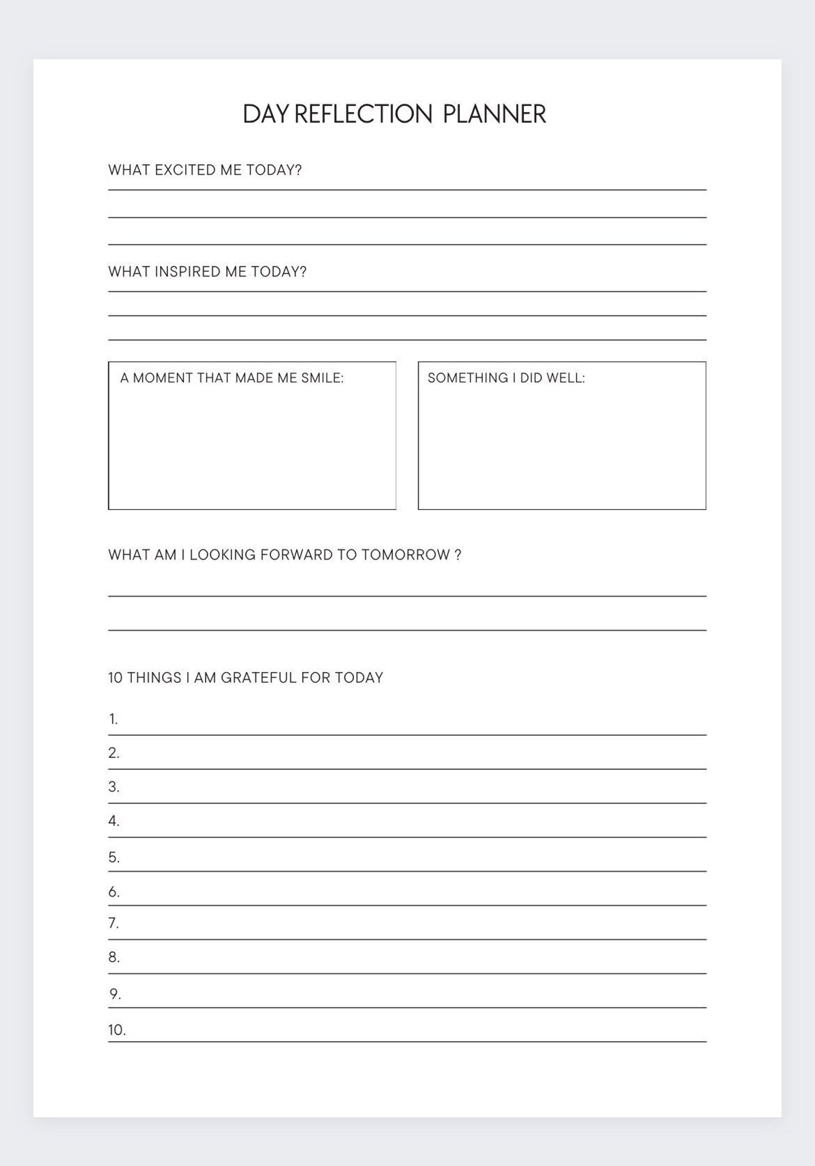 Day Reflection Planner,self-discovery Planner,reflective Journal ...