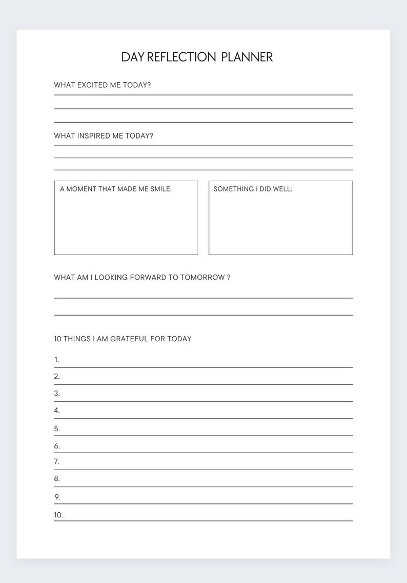 Day Reflection Planner,self-discovery Planner,reflective Journal ...