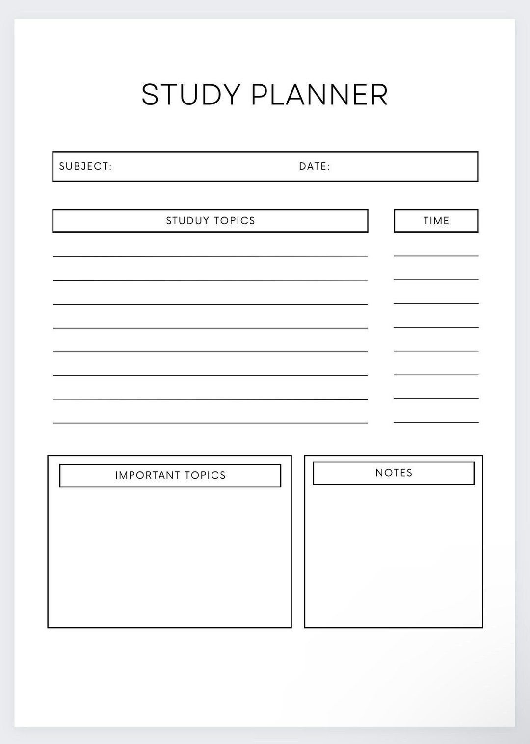 Study Planner,exam Study Planner,student Exam Revision Template ...