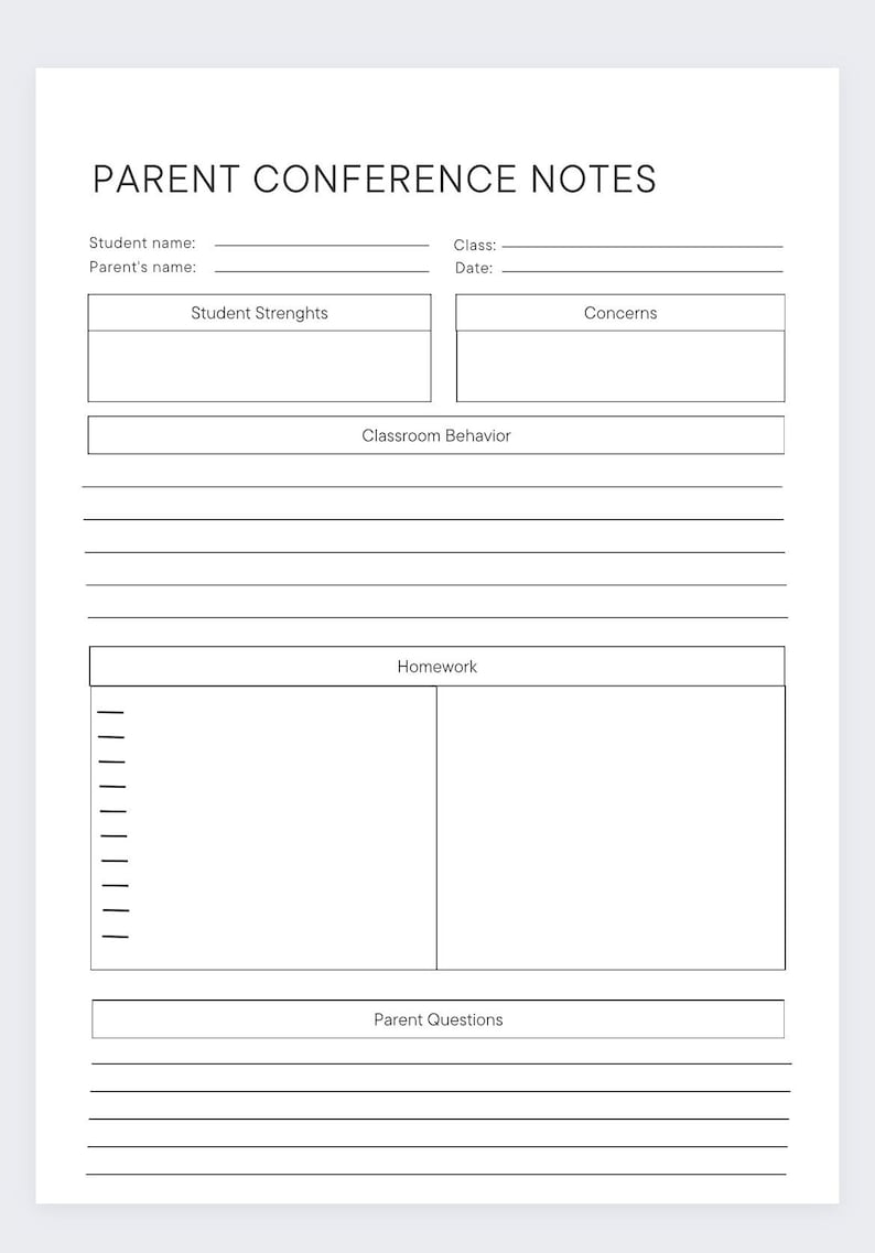 Parent-teacher Conference Template: School Communication Planner ...