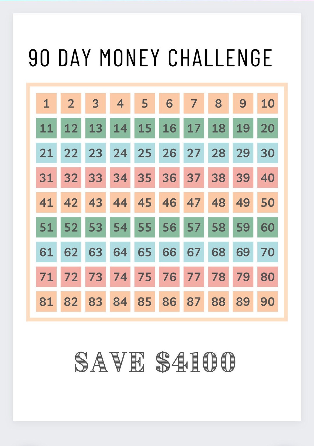 90 Day Money Challenge,money Challenge,savings Challenge,3 Month ...