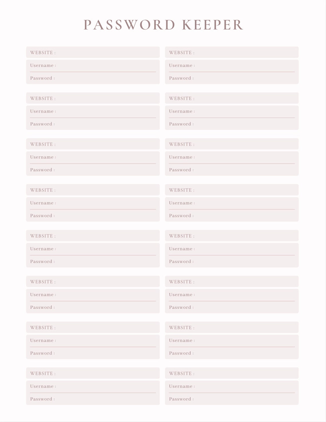 Password Keeper Password Log Password Tracker Printable | Etsy