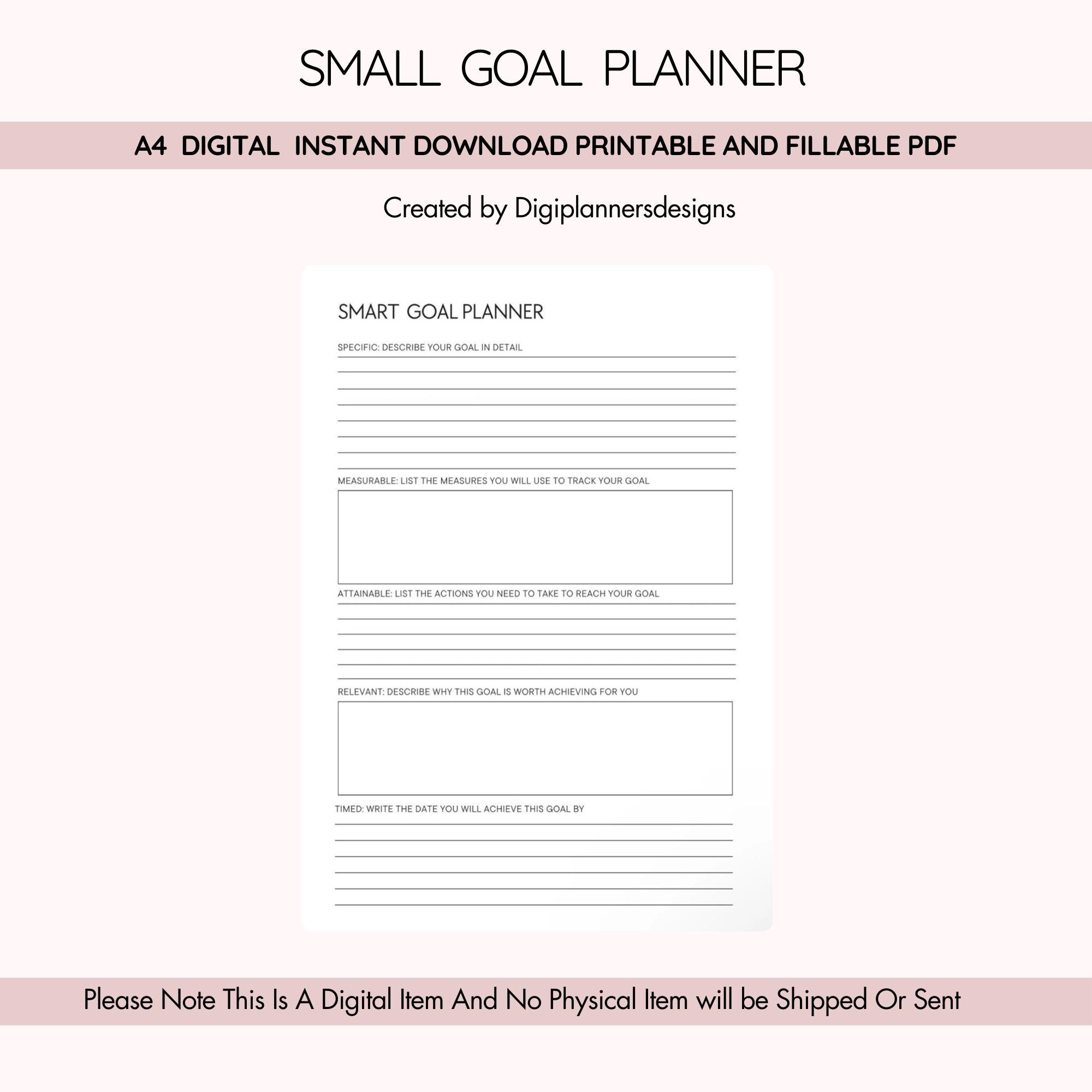 Smart Goal Planner,organizer Pages,goal Tracker,goal Planning Worksheet ...