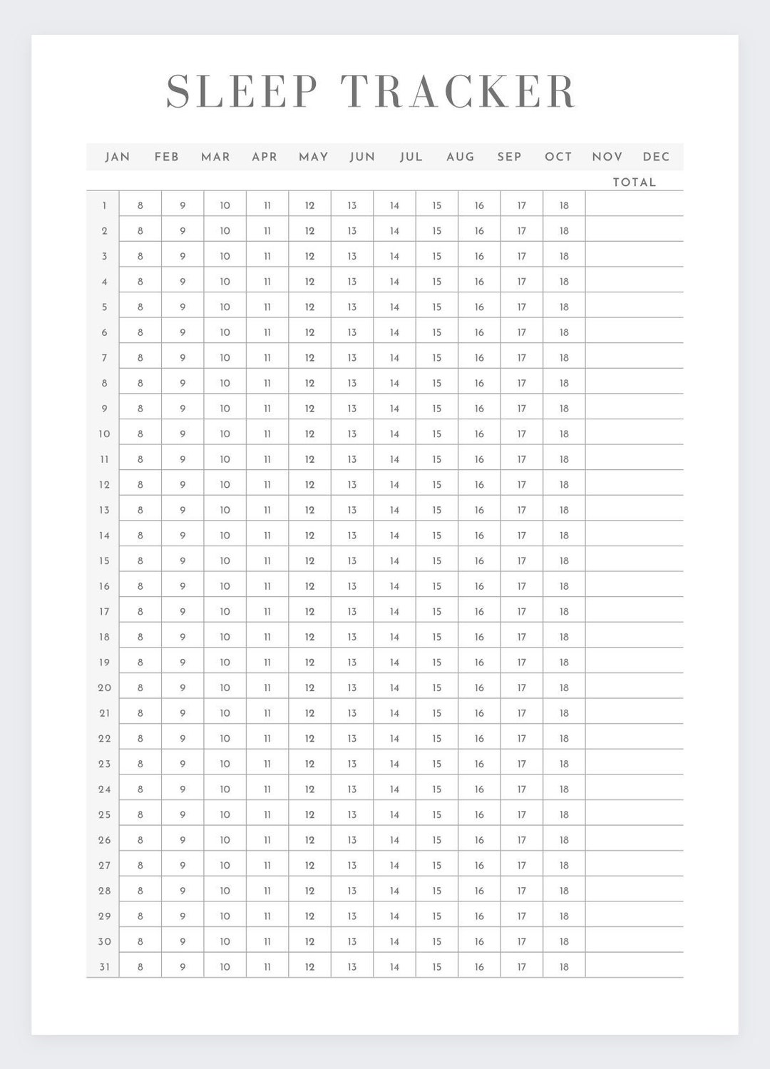 Sleep Tracker Printable,sleep List,weekly Sleep Log,digital Sleep ...