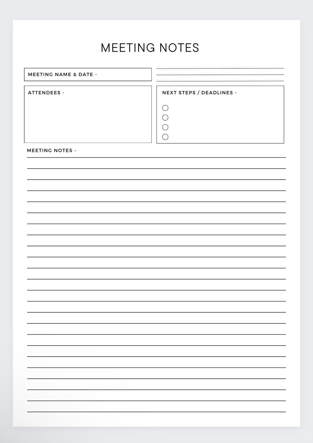 Meeting Notes Planner,meeting Minutes,work Planner,meeting Tracker ...