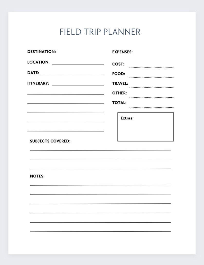 Field Trip Planneradventure Planning, Itinerary Organizer, Educational ...
