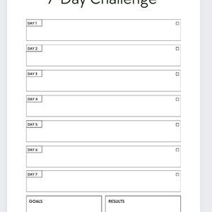 7 Day Challenge,weekly Challenge Template,7 Day Goal Planner,challenge ...