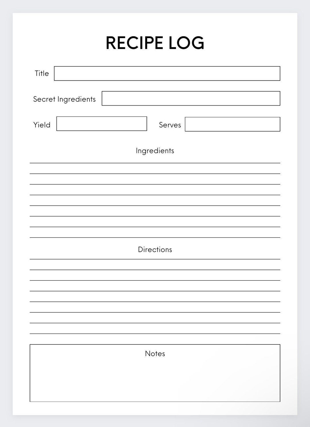 Recipe Log,recipe Template,recipe Planner,recipe Tracker,recipe ...