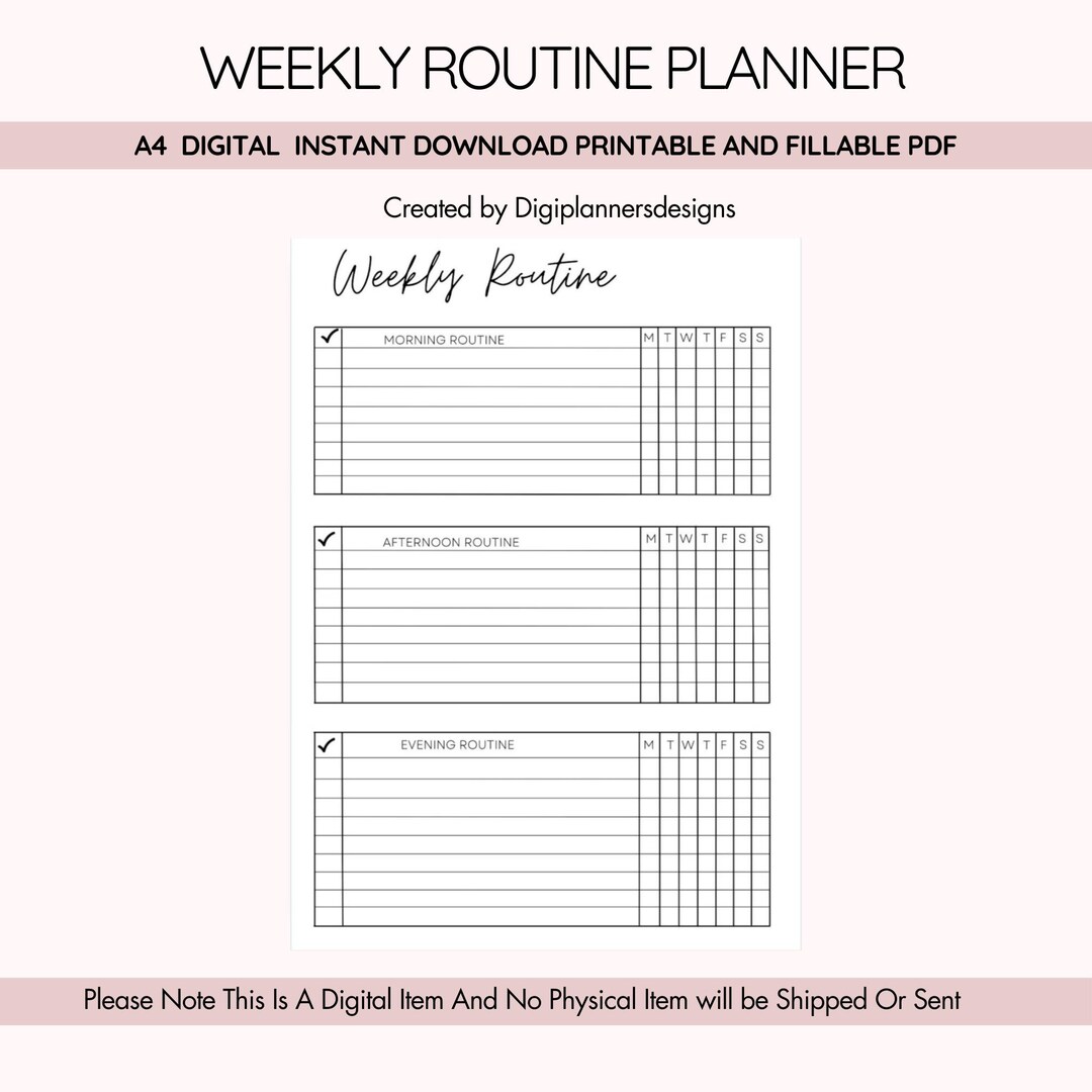 Weekly Routine,weekly Planner,weekly Routine, Weekly Planner,everyday ...