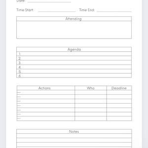 Meeting Notes Planner,meeting Minutes Template,project Planner,office ...