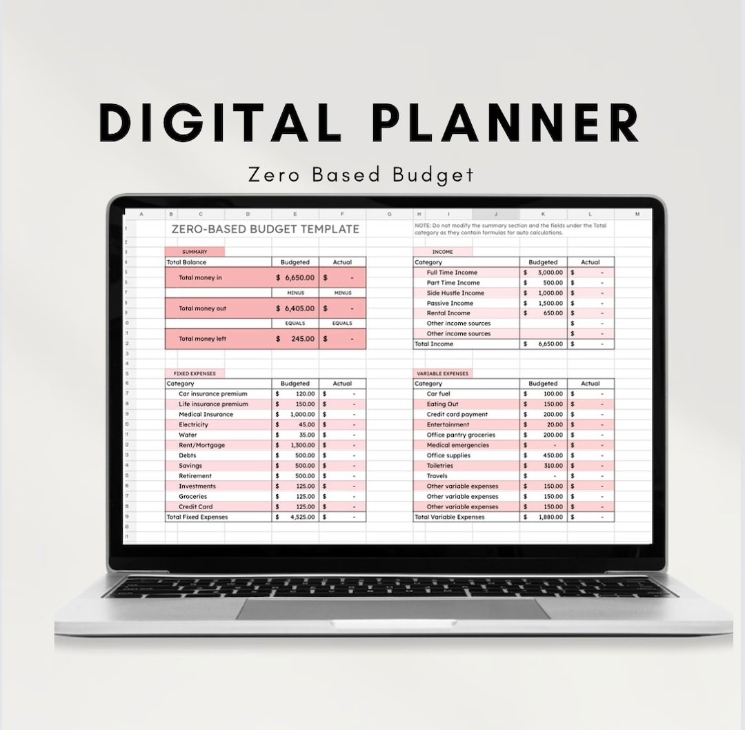 Zero Based Budget Spreadsheet, Google Sheets, Digital Finance ...