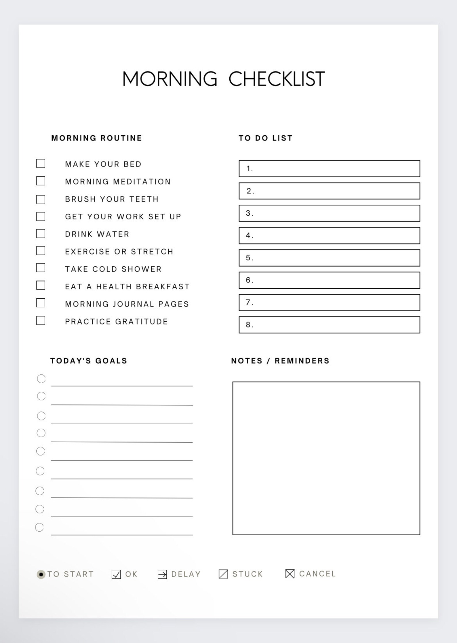 Morning Checklist,morning Routine,daily Checklist,day at a Glance,daily ...