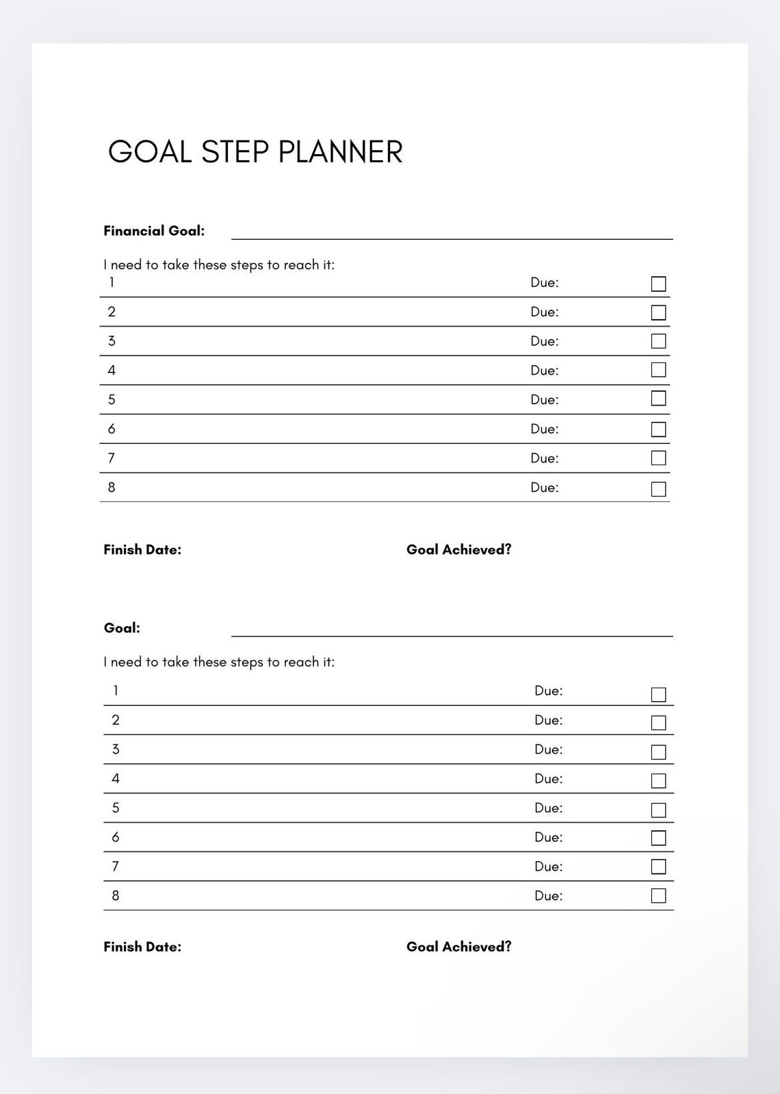 Goal Step Planner,smart Goals Tracker,productivity Planner,goal Planner ...