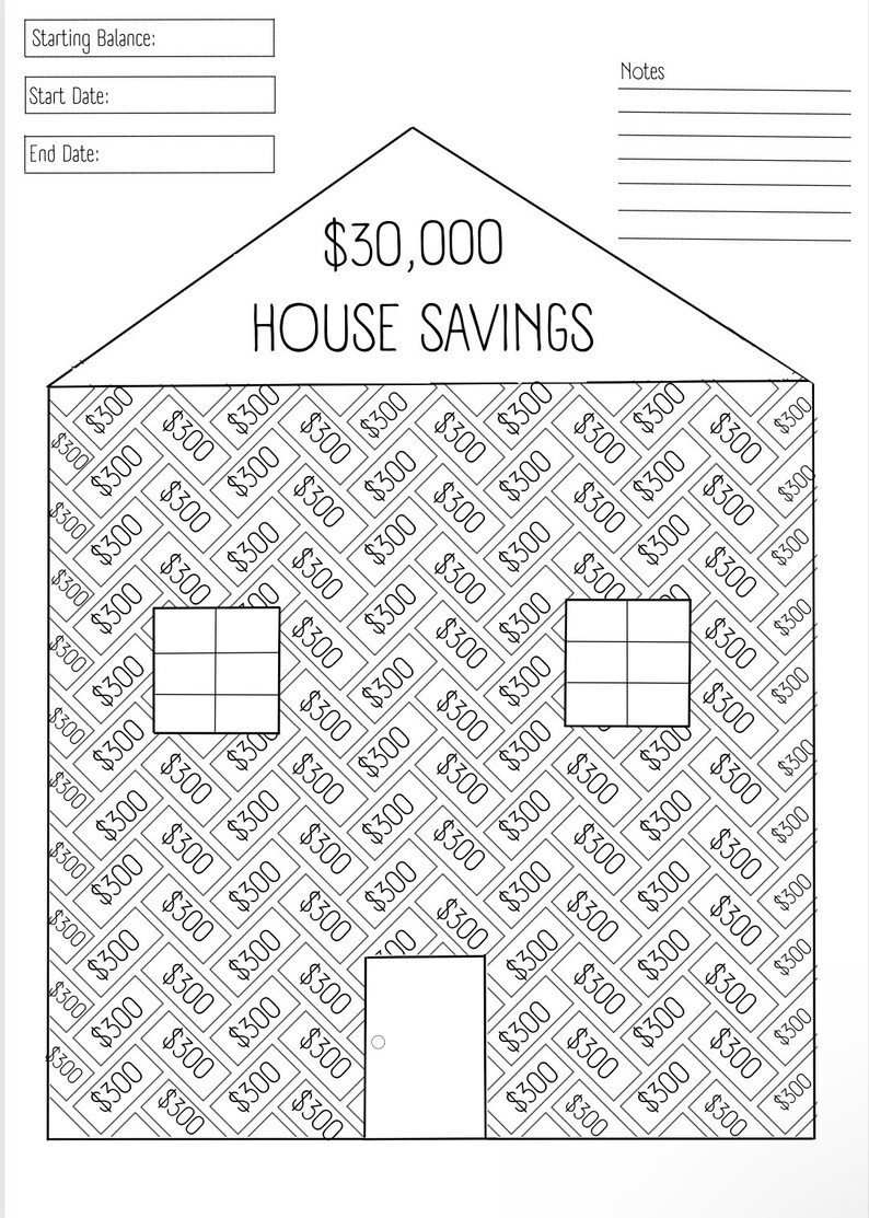 Save 30,000,house Savings Pot, Savings Binder,savings Jar,housing ...