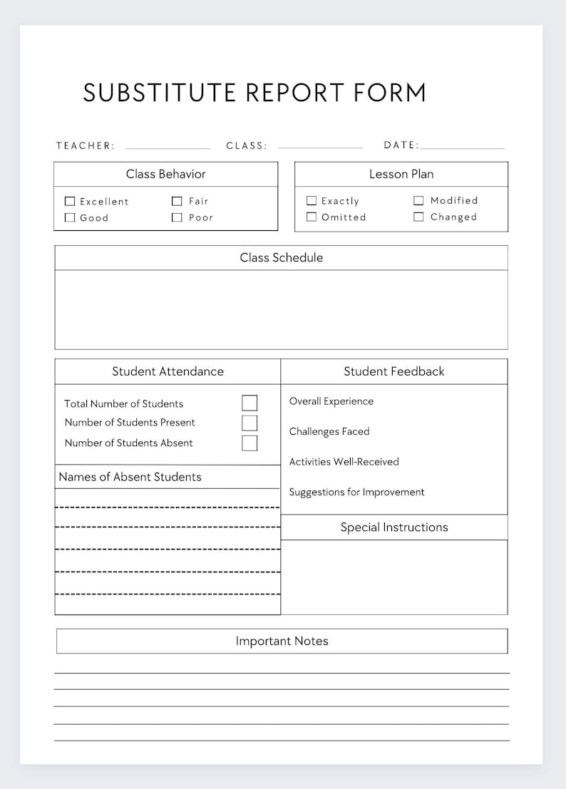 Substitute Teacher Review,substitute Teacher,lesson Review,classroom ...