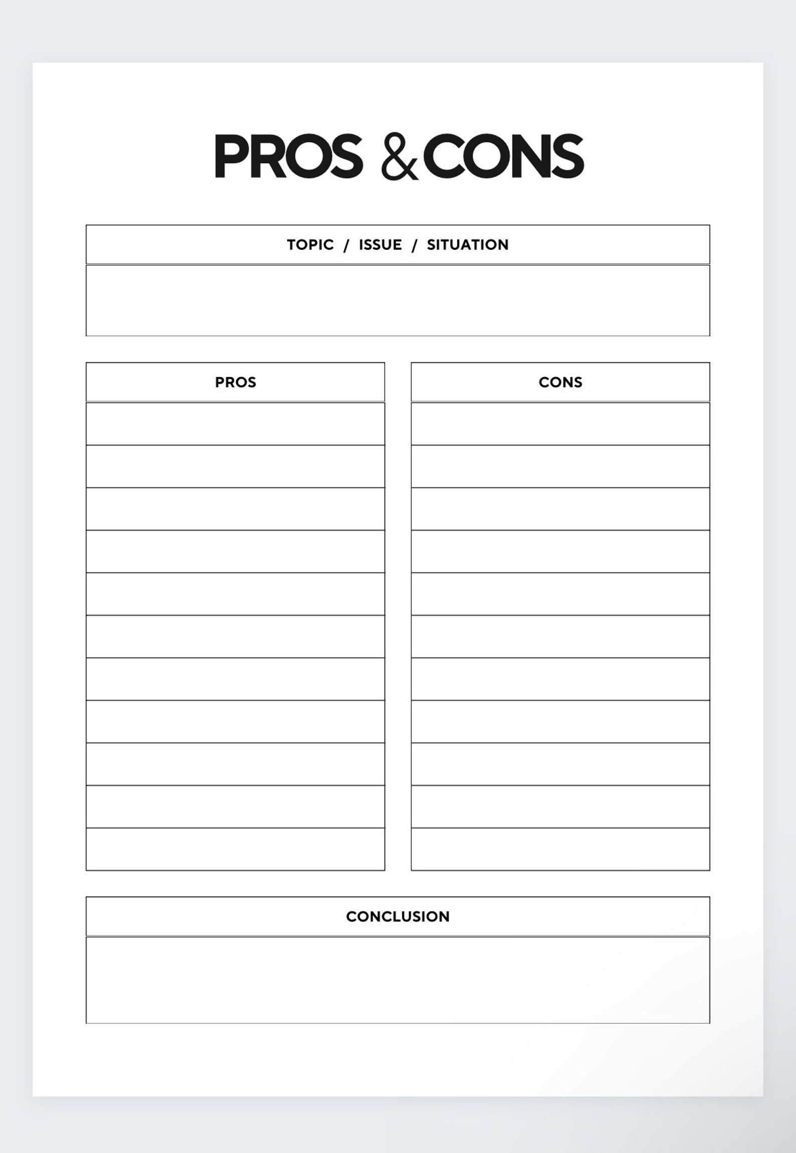 Pros and Cons List,advantages and Disadvantages List,decision ...