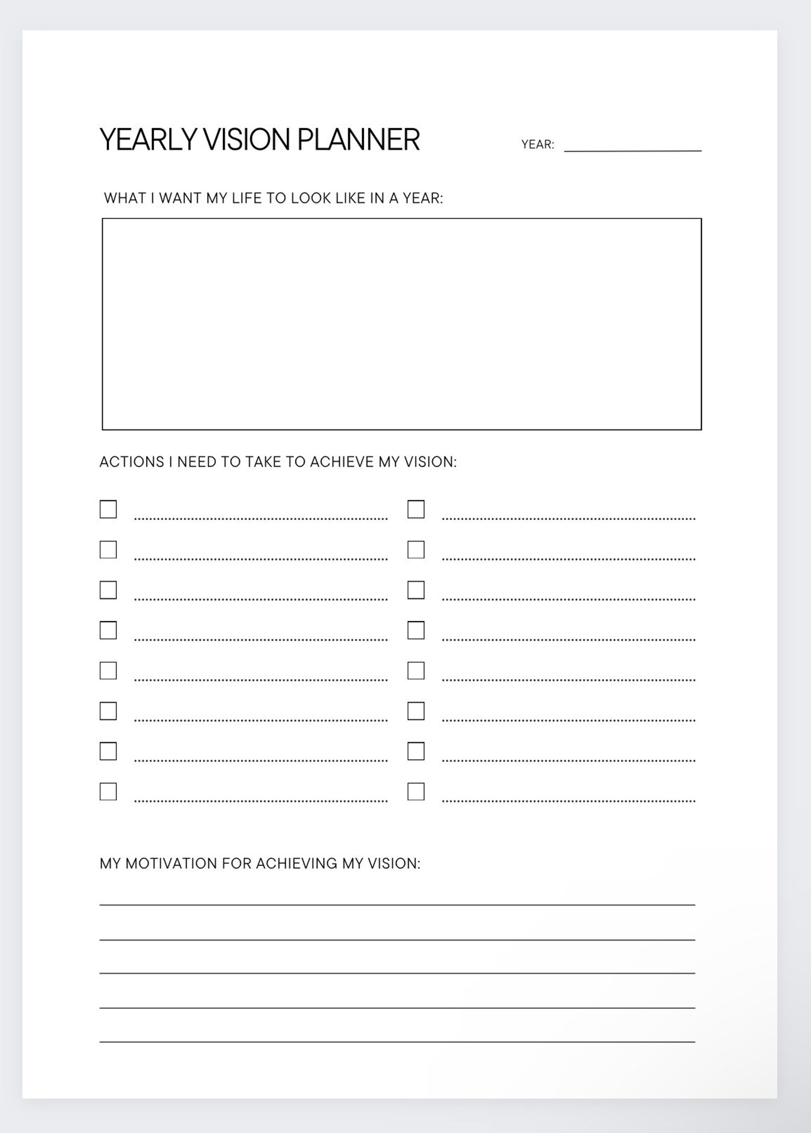 Yearly Vision Planner,yearly Goals,yearly Planner,dream Planner,manifestation Planner,goal ...