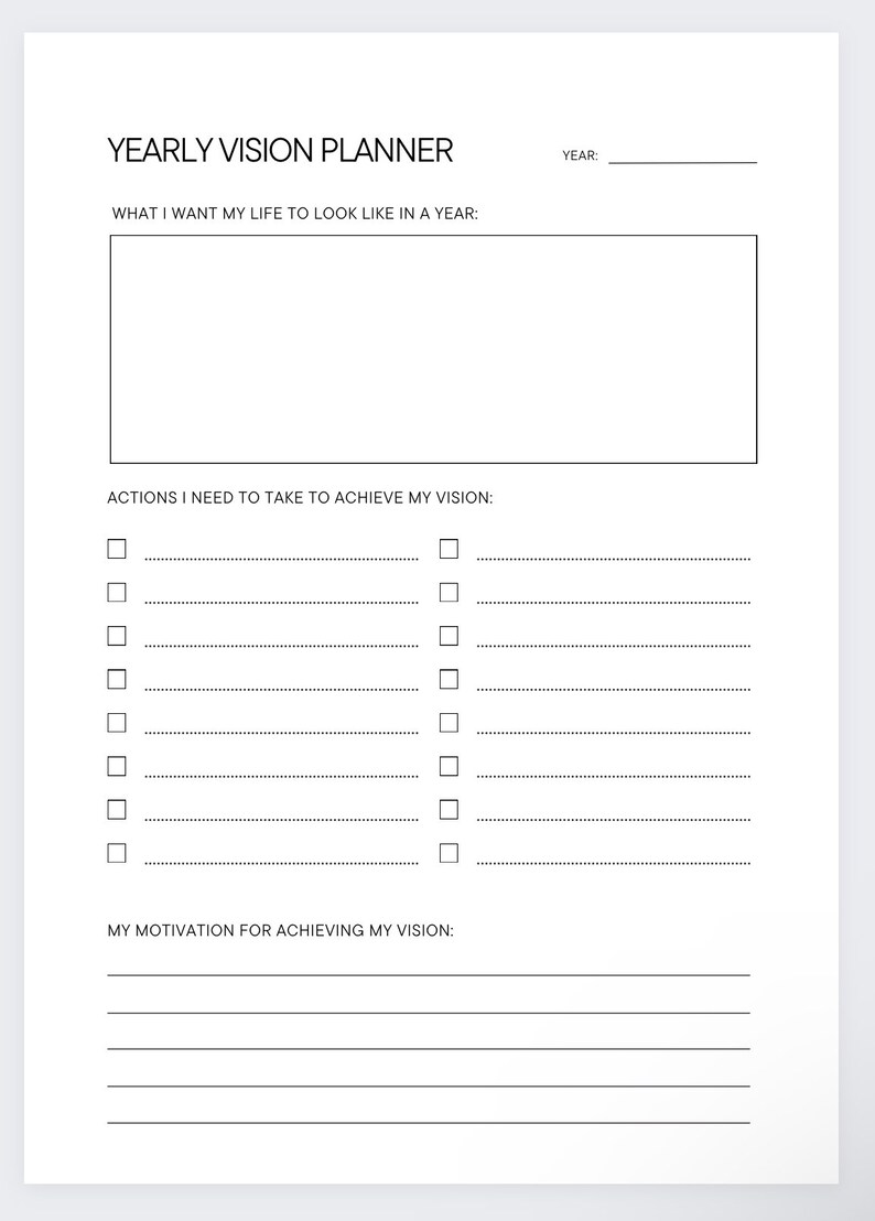 Yearly Vision Planner,yearly Goals,yearly Planner,dream Planner ...