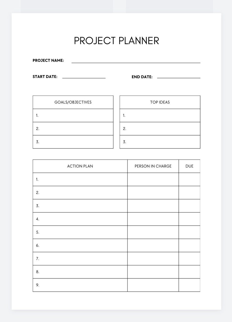 Project Planner Printable,project Timeline,task Organizer Template ...