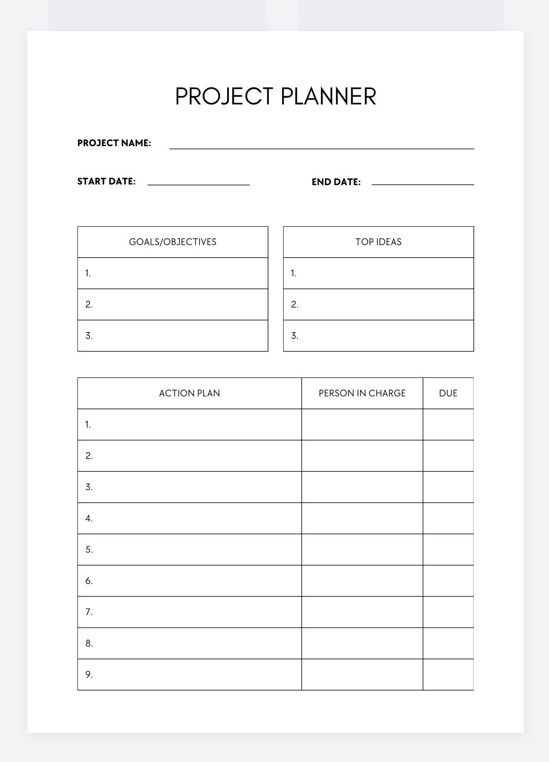Project Planner Printable,project Timeline,task Organizer Template ...