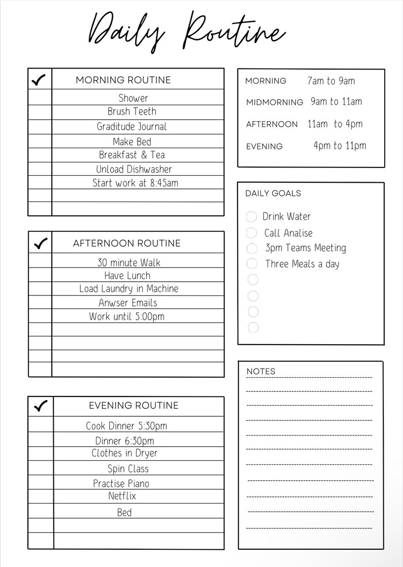 Daily Routine Daily Plannerhappy Plannerdaily - Etsy