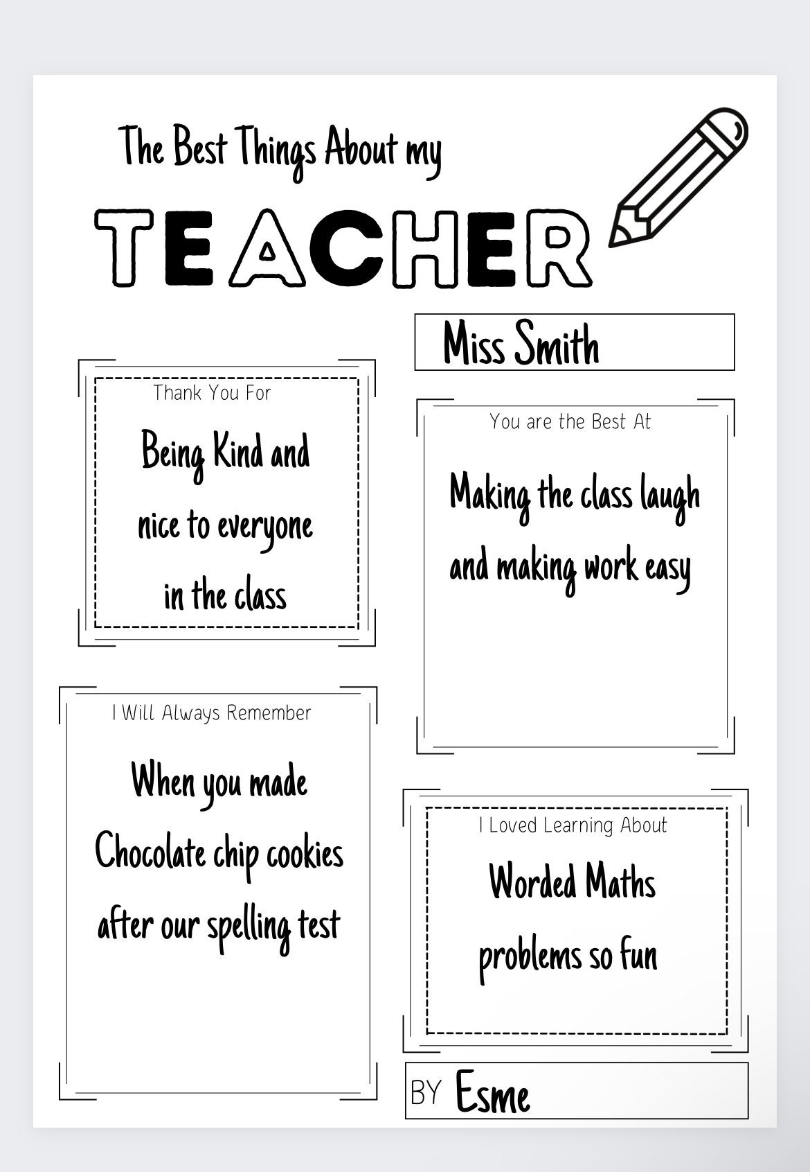 The Best Thing Teacher,all About My Teacher,teacher Appreciation Gift ...