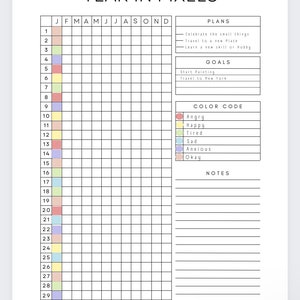 Year in Pixels, Mood Tracker, Daily Mood Log, Habit Tracker, Self Care ...