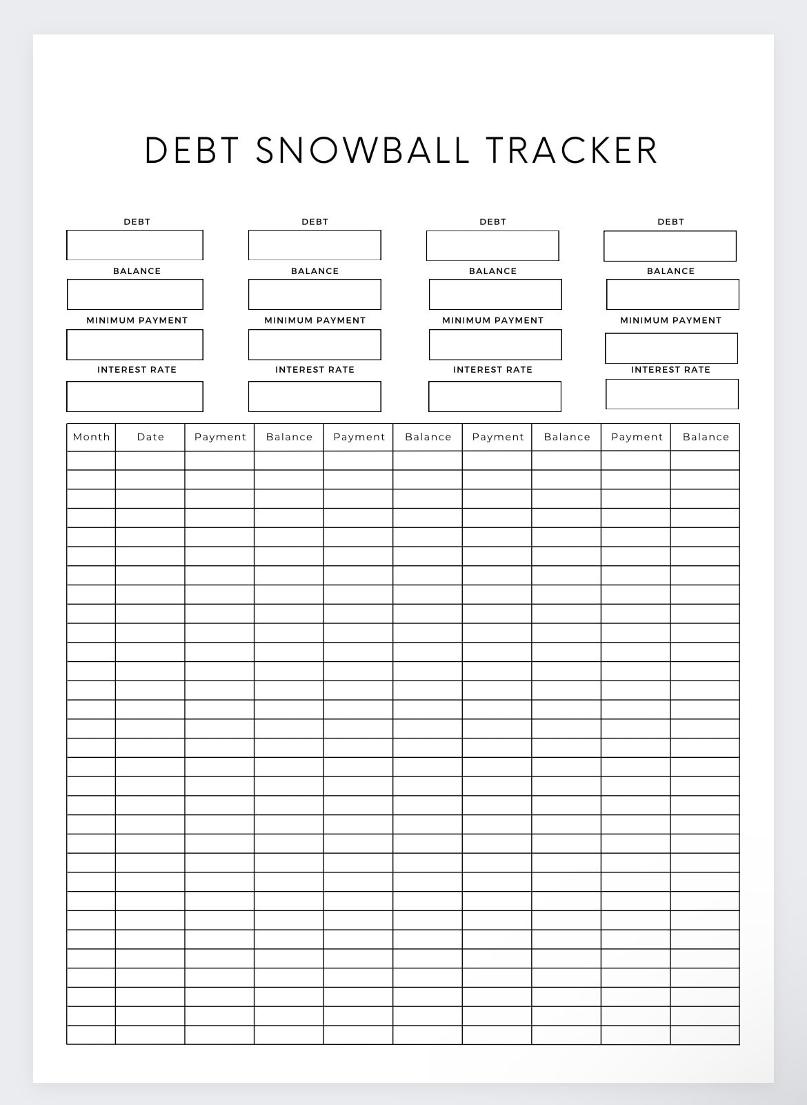 Debt Snowball Tracker,debt Payoff Tracker,debt Management,debt Tracker ...