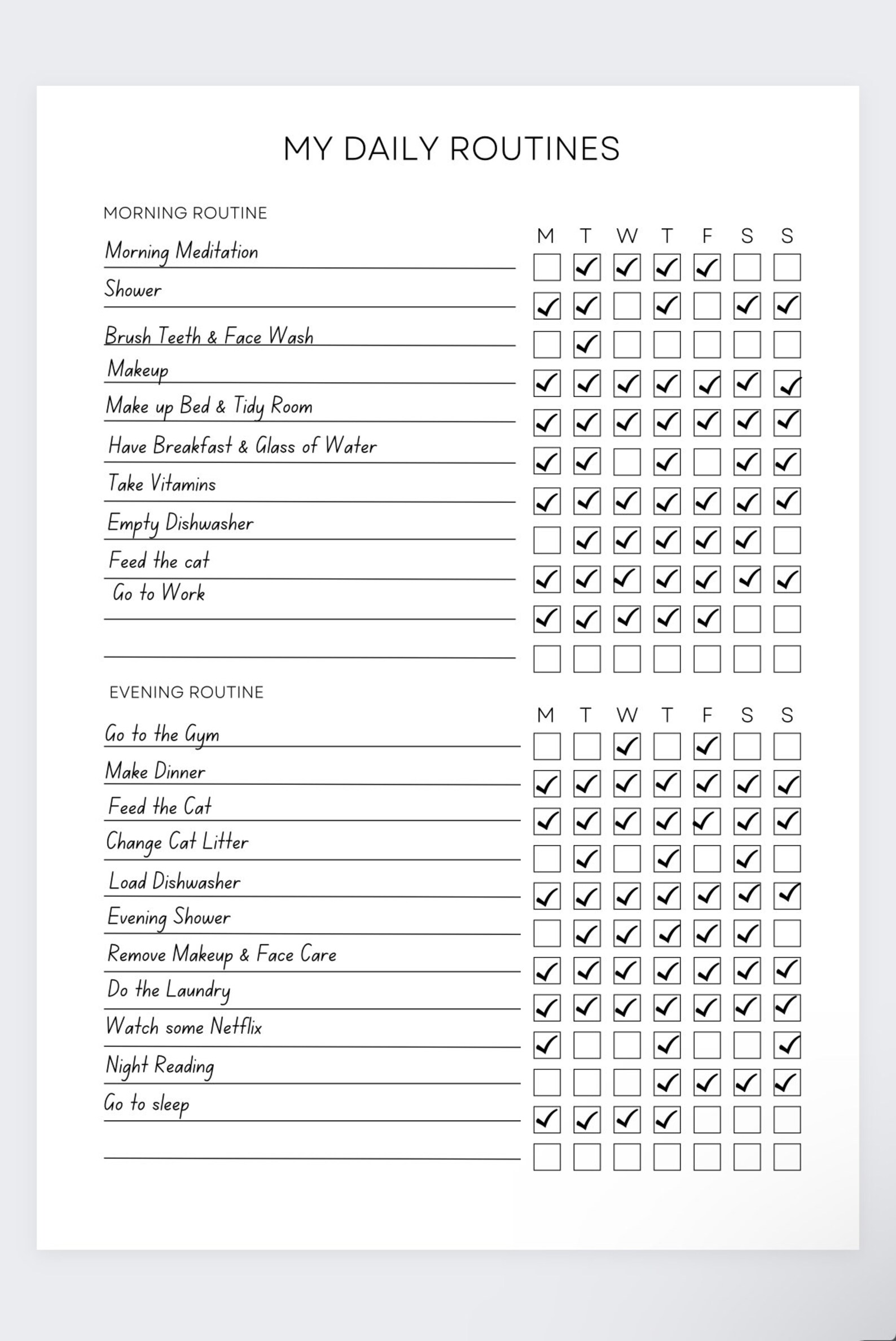 My Daily Routine,daily Planner,happy Planner,daily Checklist,agenda ...