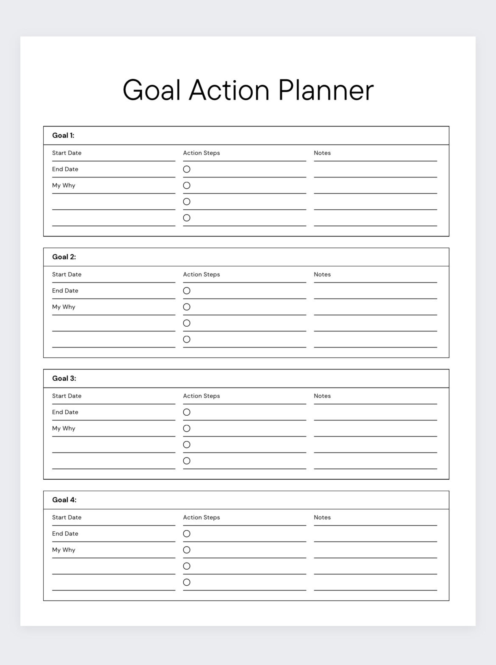 Goal Action Planner,action Planner Template,2026 Goal Planner,goa ...