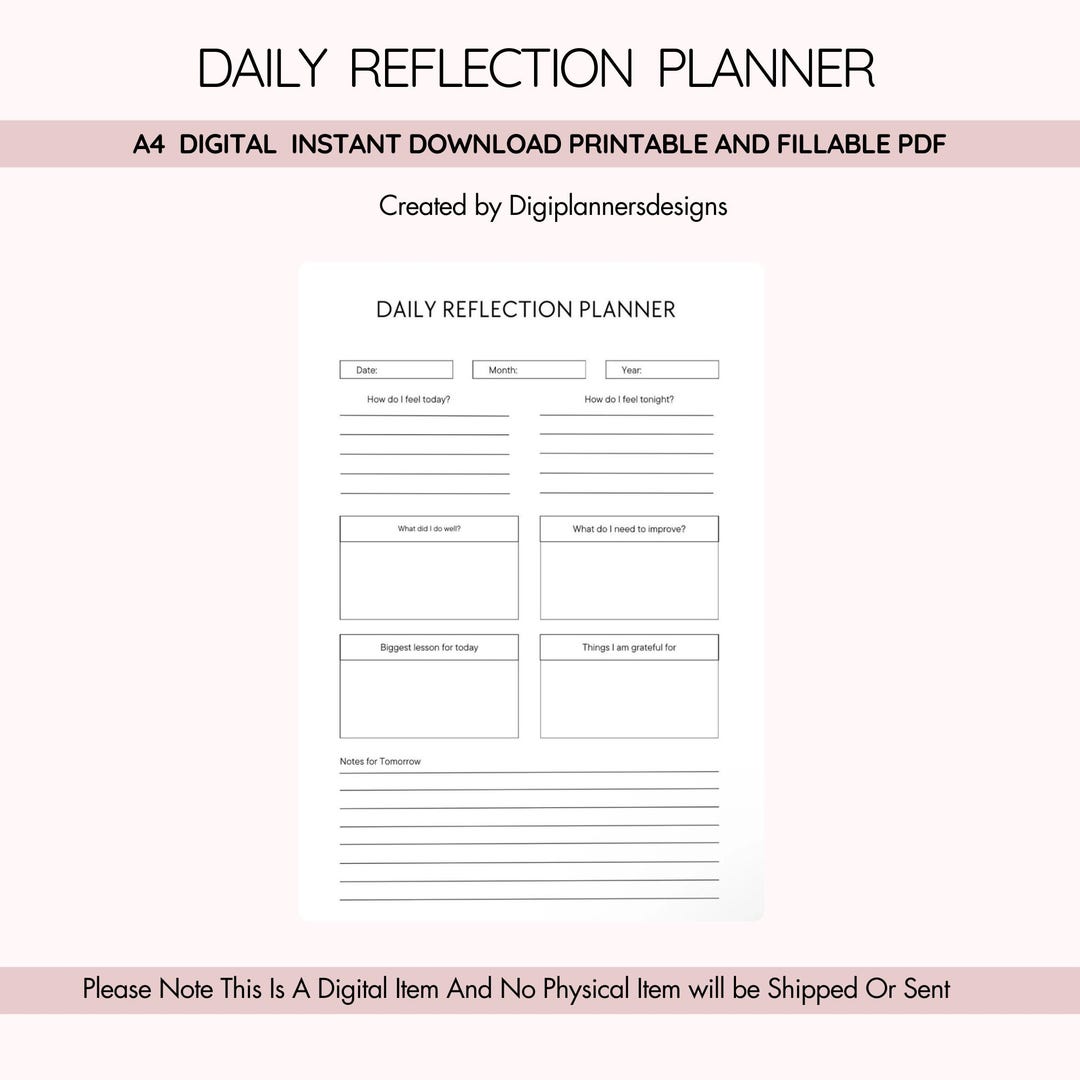 Daily Reflection Planner,reflection Planner,daily Gratitude Planner ...