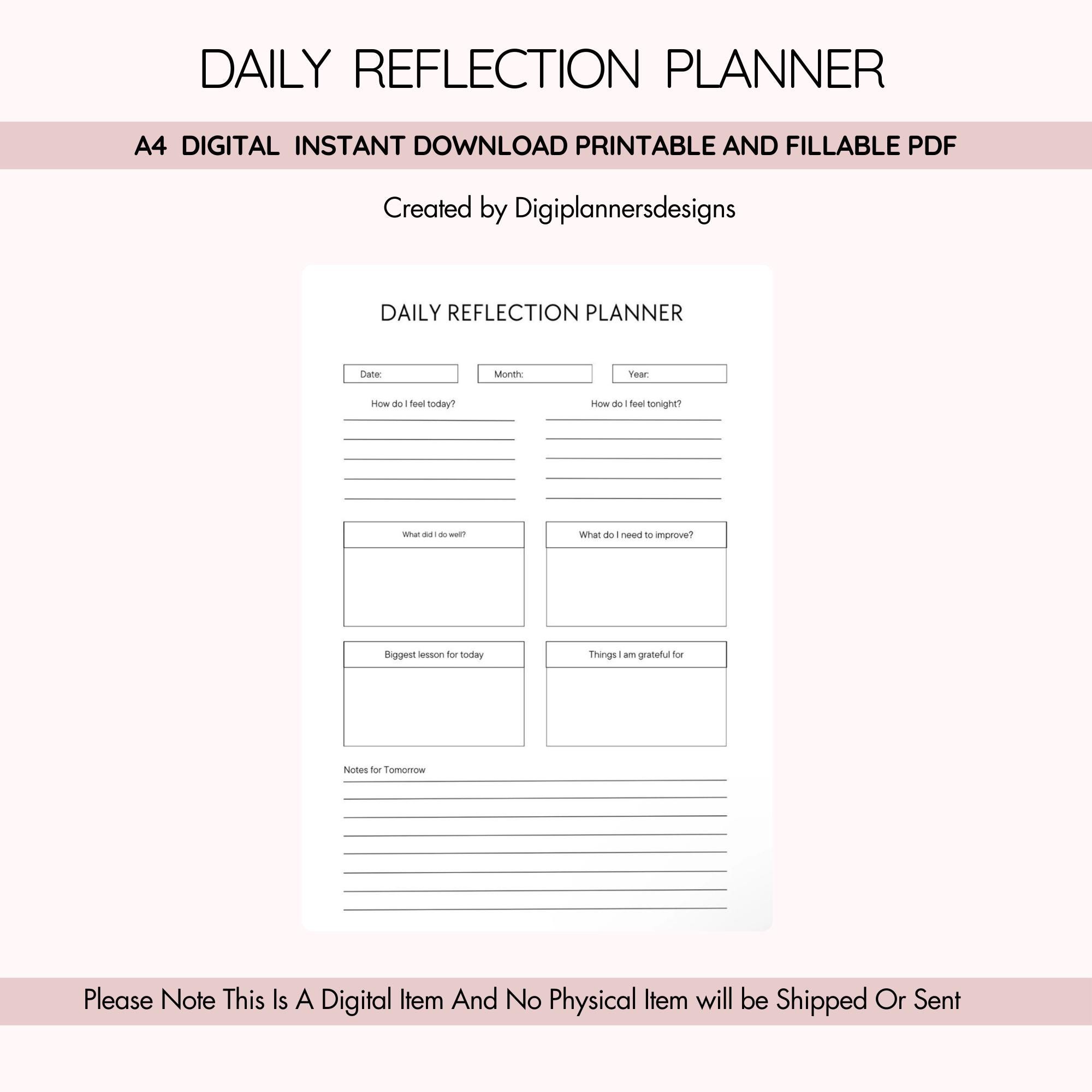Daily Reflection Planner,reflection Planner,daily Gratitude Planner ...