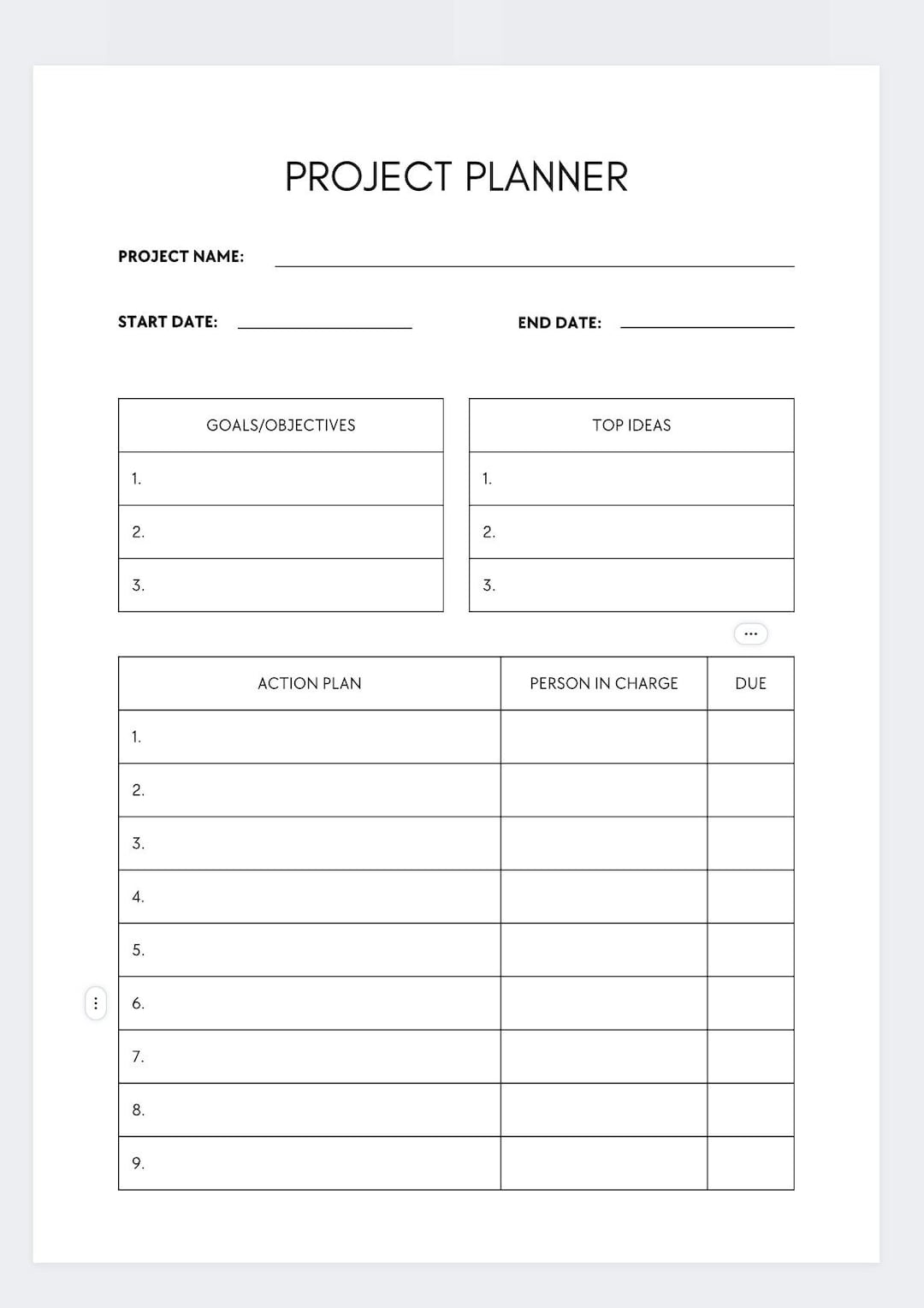 Project Planner Printable,project Timeline,task Organizer Template ...