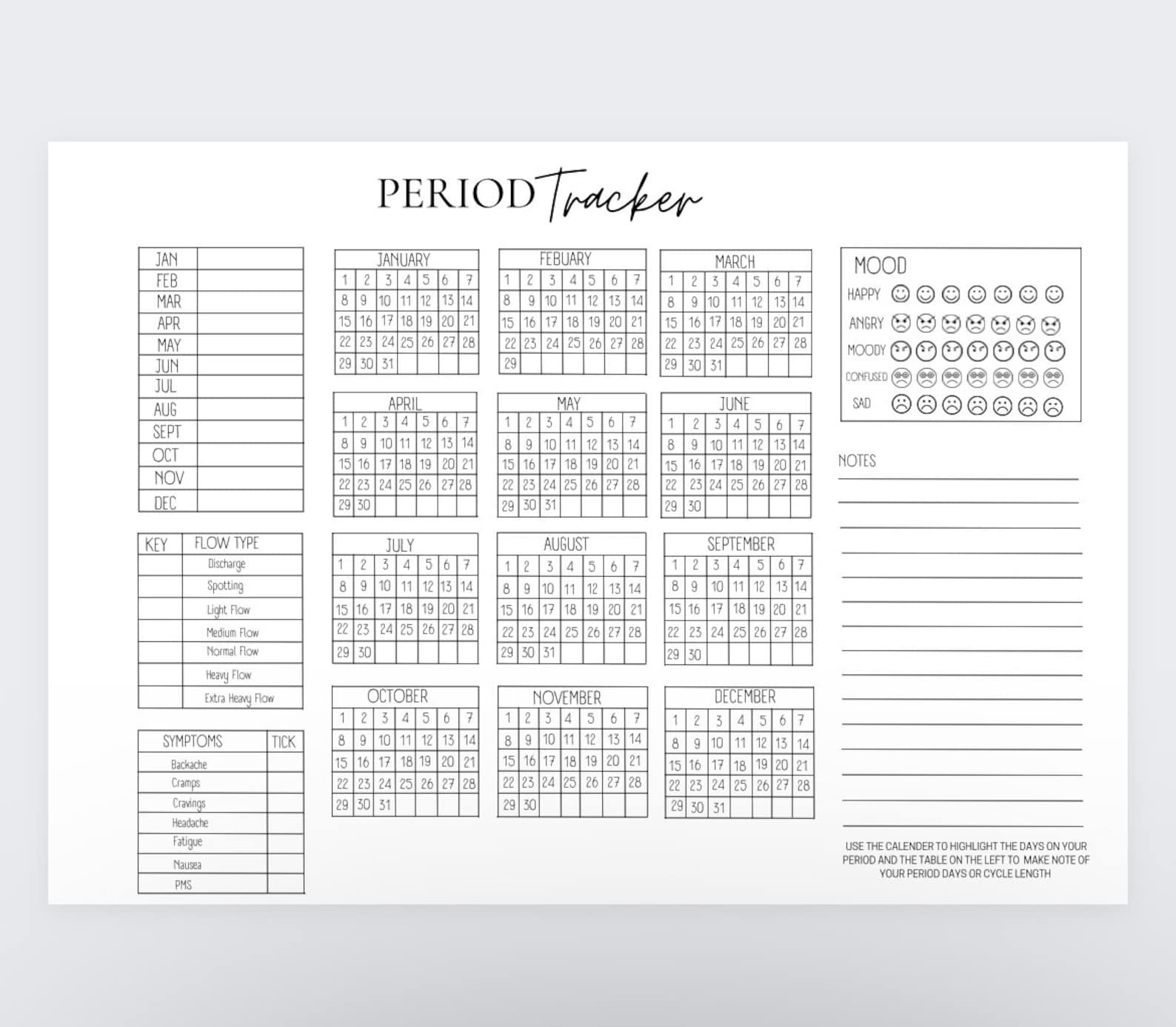 Period Tracker, Menstrual Tracker, Period Cycle Length,happy Planner ...