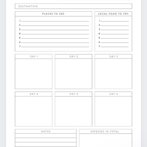 Travel Planner, Trip Organizer, Vacation Planning Guide, Itinerary ...