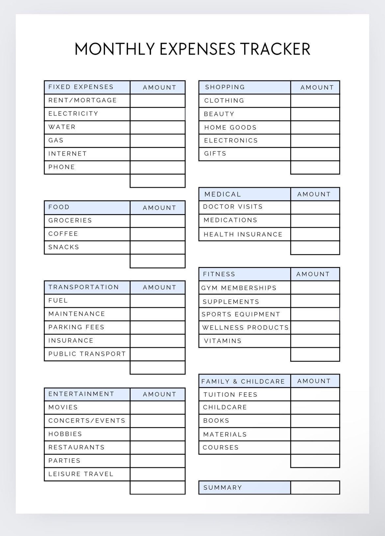 Blue Expense Tracker,financial Planner,baby Blue Planner,personal ...