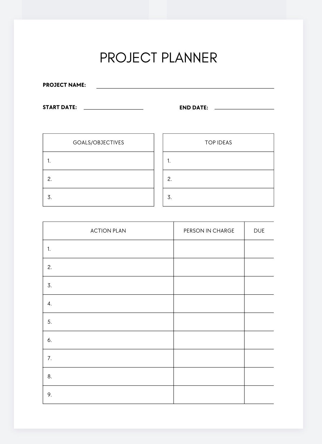 Project Planner Printable,project Timeline,task Organizer Template ...