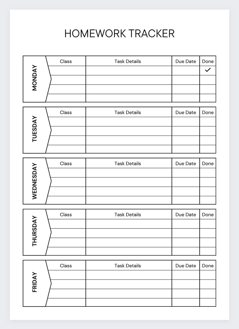Kids Homework Tracker, Homework Planner, Student Assignment Tracker ...