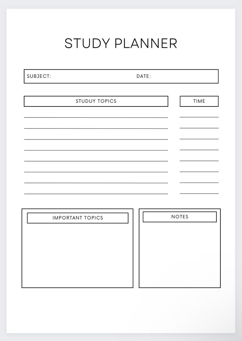 Study Planner,exam Study Planner,student Exam Revision Template ...